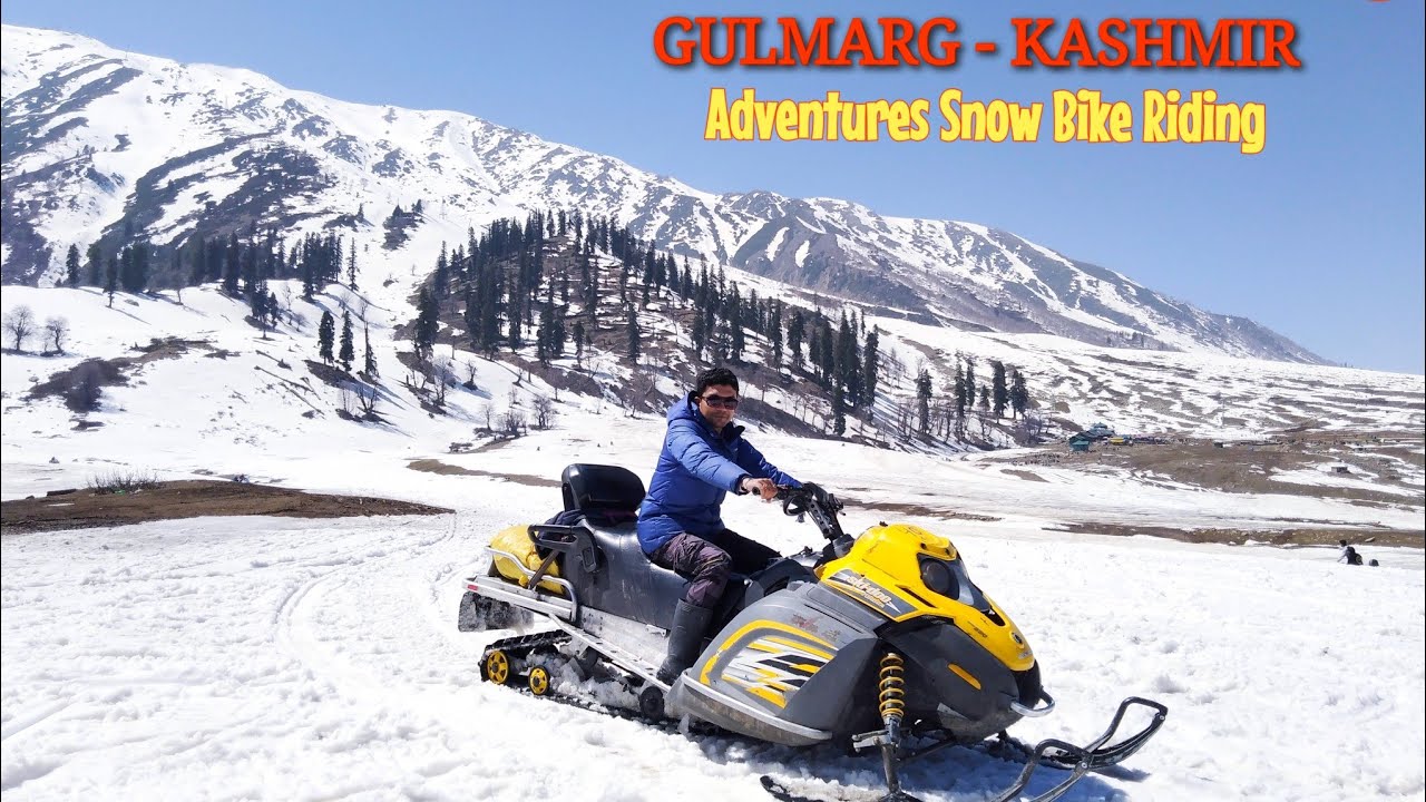 Snow Bike Riding at Gondola - Gulmarg #kashmir বরফের ভ্যালিতে স্নো ...