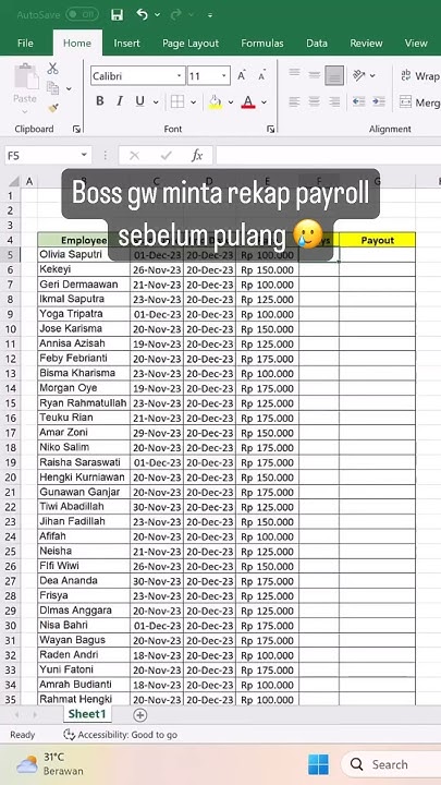 Bikin Payroll Satset Di Excel Excel Exceltips Exceltricks Tutorexcel Belajarexcel
