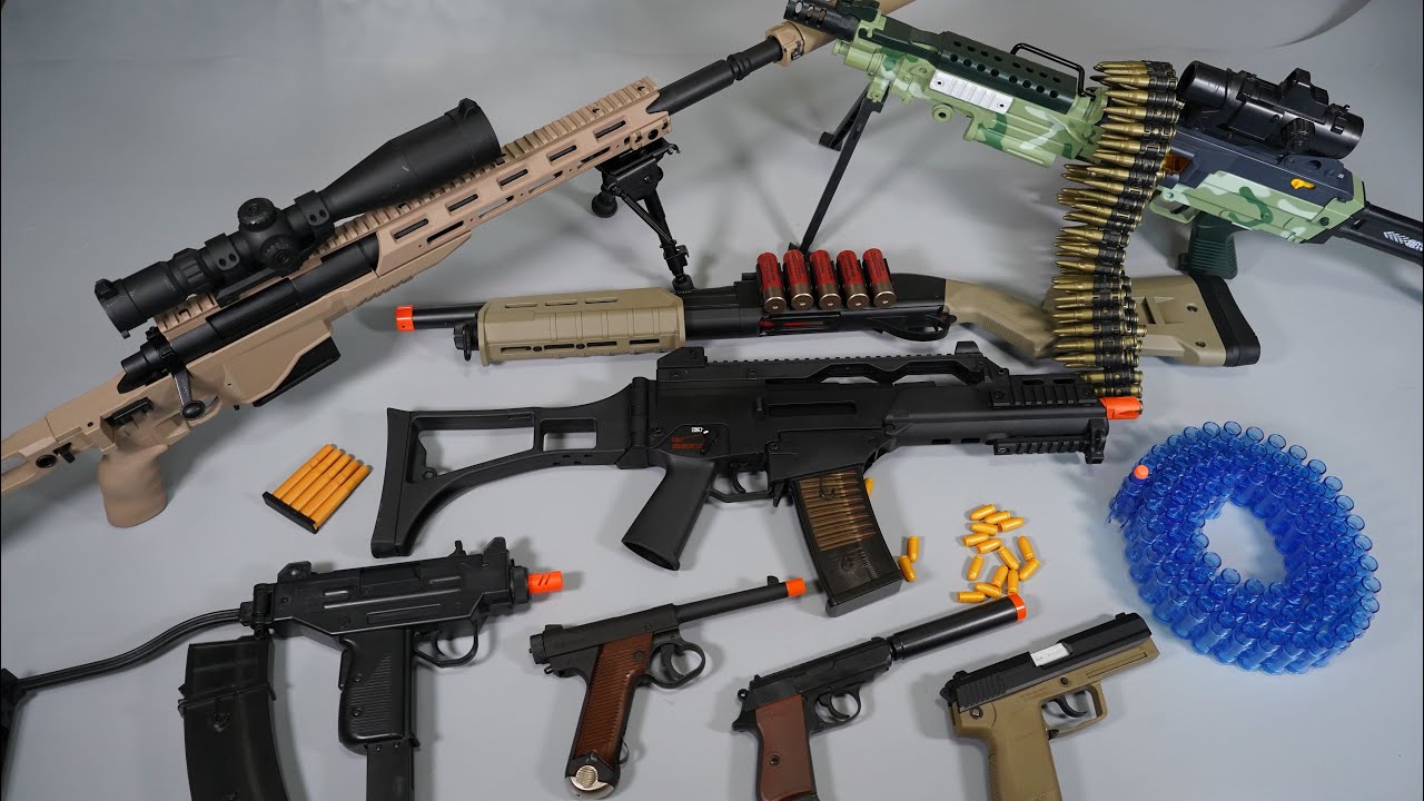 Shell ejecting Toy Guns - Sniper Rifle M249 Nerf Gun G36 GBB Airsoft ...