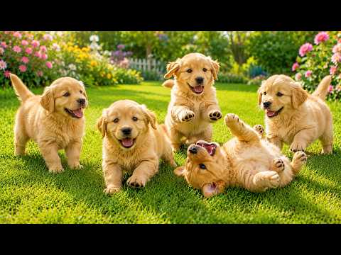 💛🐾 Adorable Golden Puppies Playing Outdoors | Relaxing Dog Sounds | Dog Video