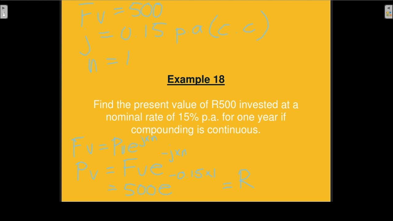 STAV101 Lecture 4A Continuous compounding Examples 17 - 19 - YouTube