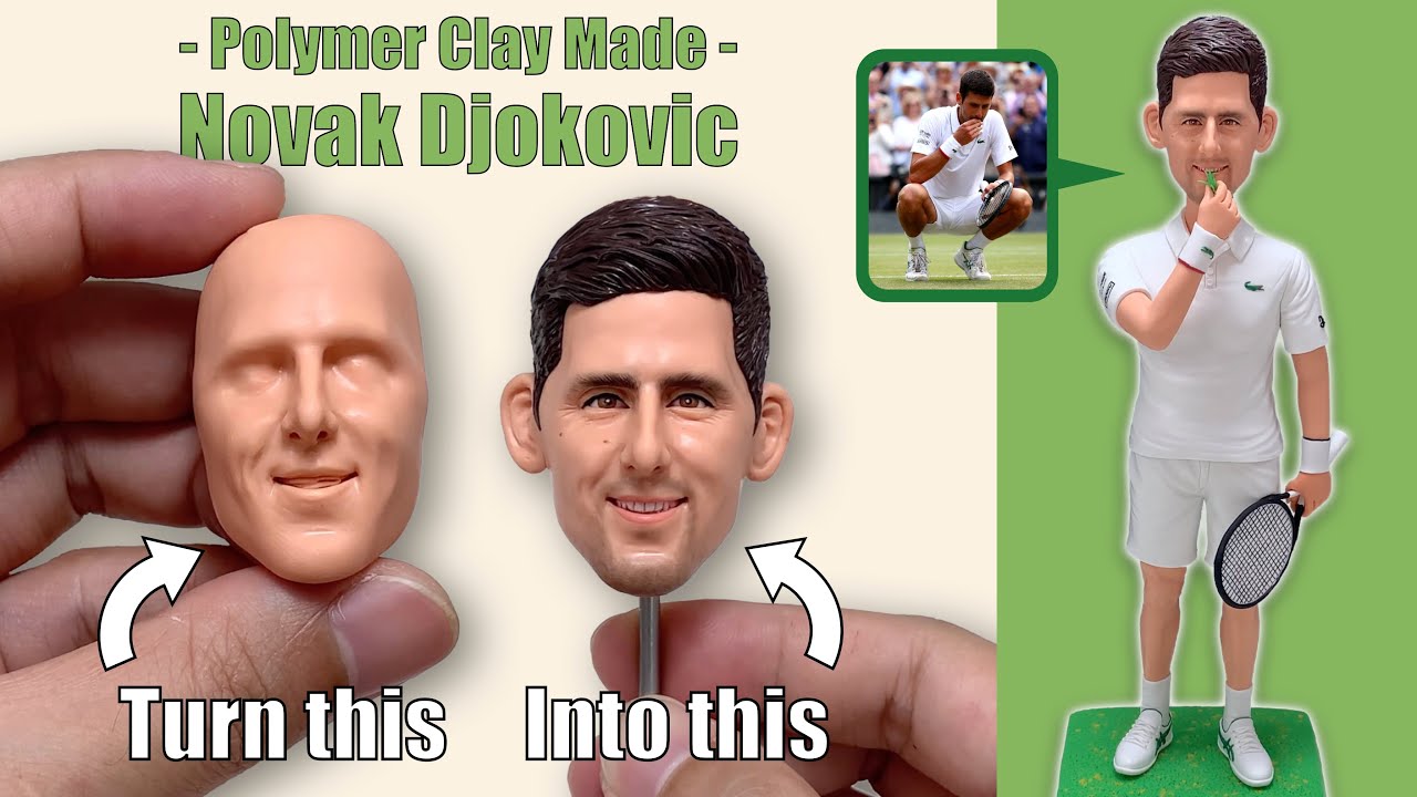 Novak Djokovic made from polymer clay, the full figure sculpturing ...