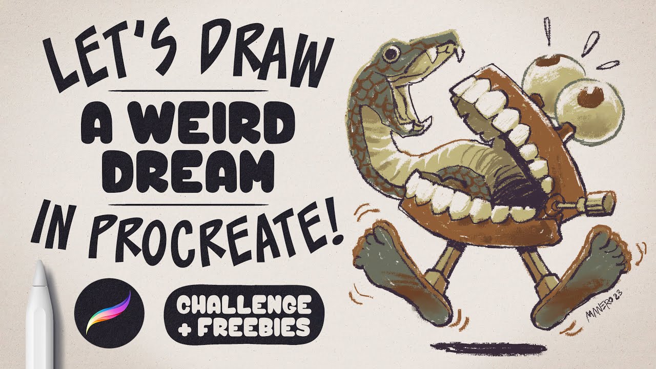 Let's Draw A Weird Dream | Art Challenge + Procreate freebies 🎨🖌 - YouTube
