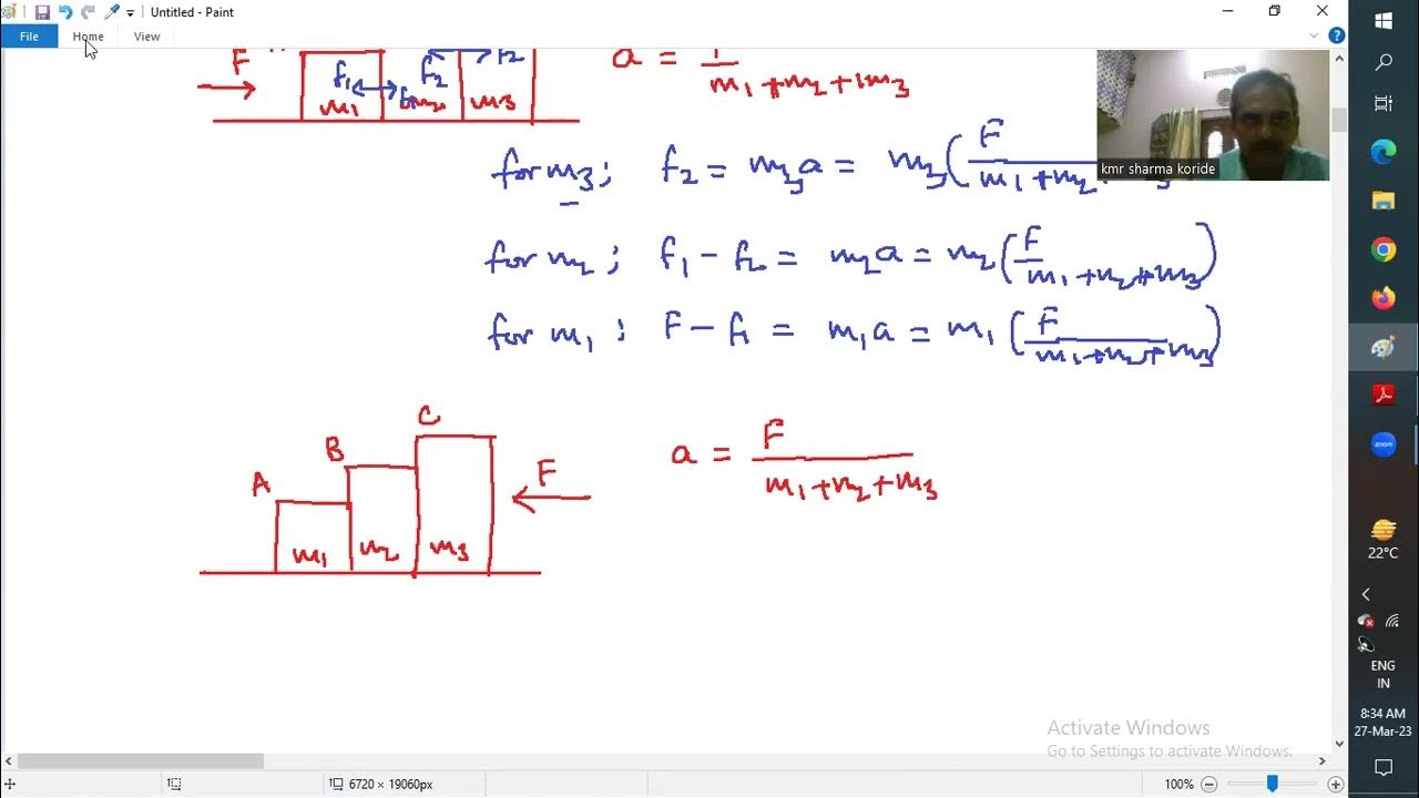 88) Motion of connected bodies with contact force and tension - YouTube