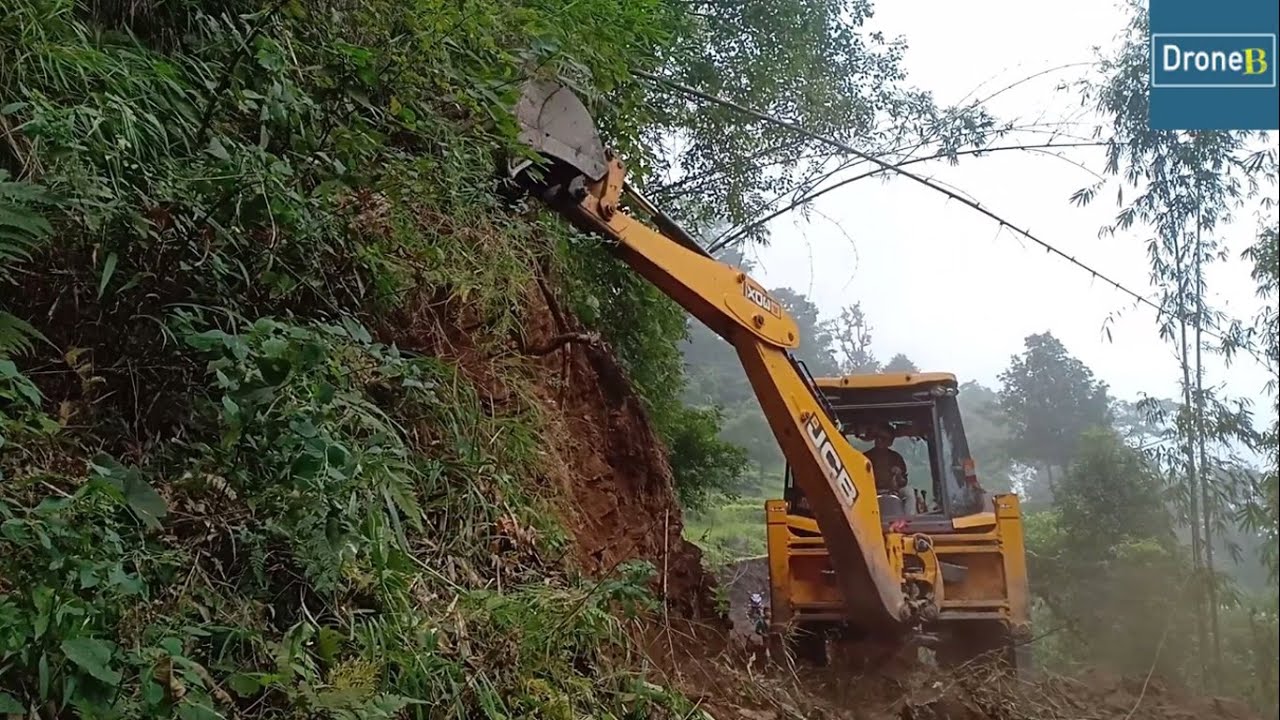 Stony Hill-Challenging Job-New Track Construction-Backhoe Loader - YouTube