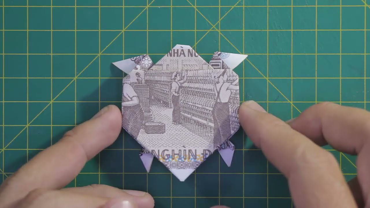 how to make a money origami turtle easy - YouTube