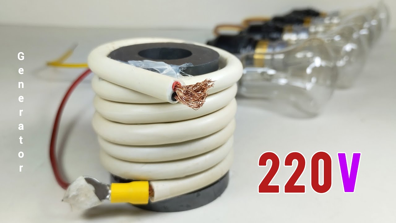 How to Make 220volt Free Energy with coper wire and magnet use AC bulb ...