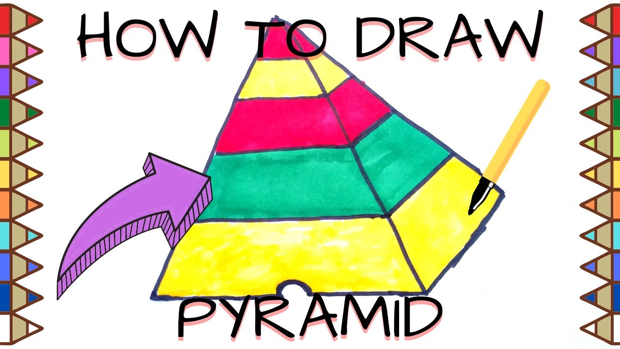 How to draw a PYRAMID - Drawing a Pyramid for Kids. Easy Draw and Color ...