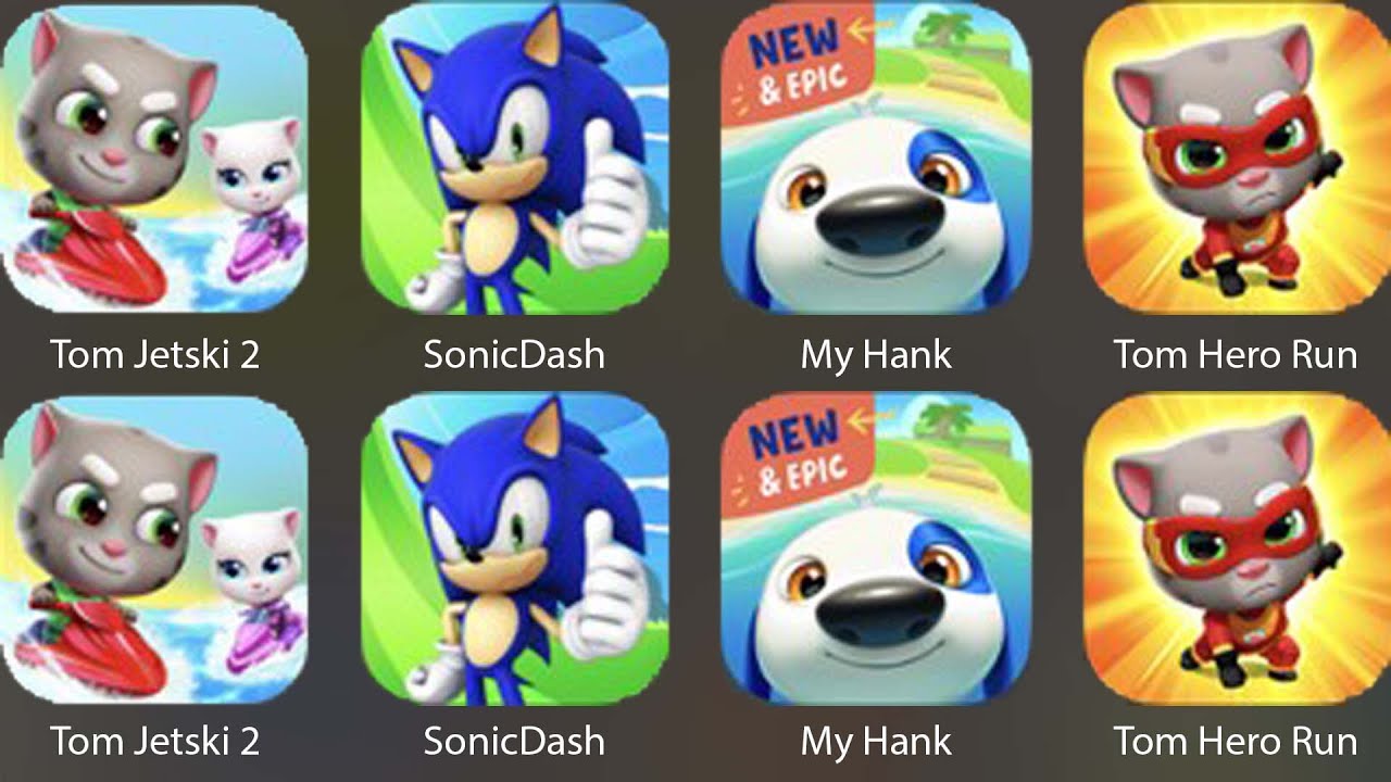 Tom Jetski 2,Sonic Dash,My Hank,Tom Hero Run - Gameplay Walkthrough ...