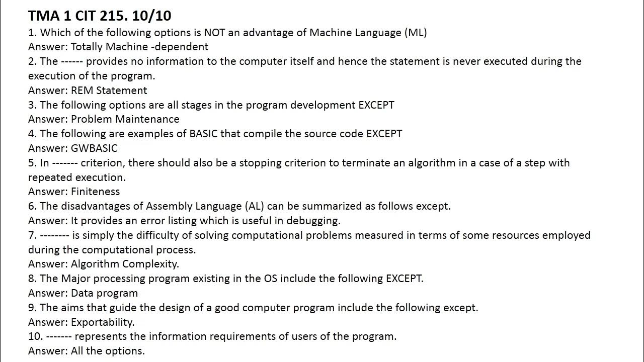 CIT215 TMA1 Answers and Questions - YouTube