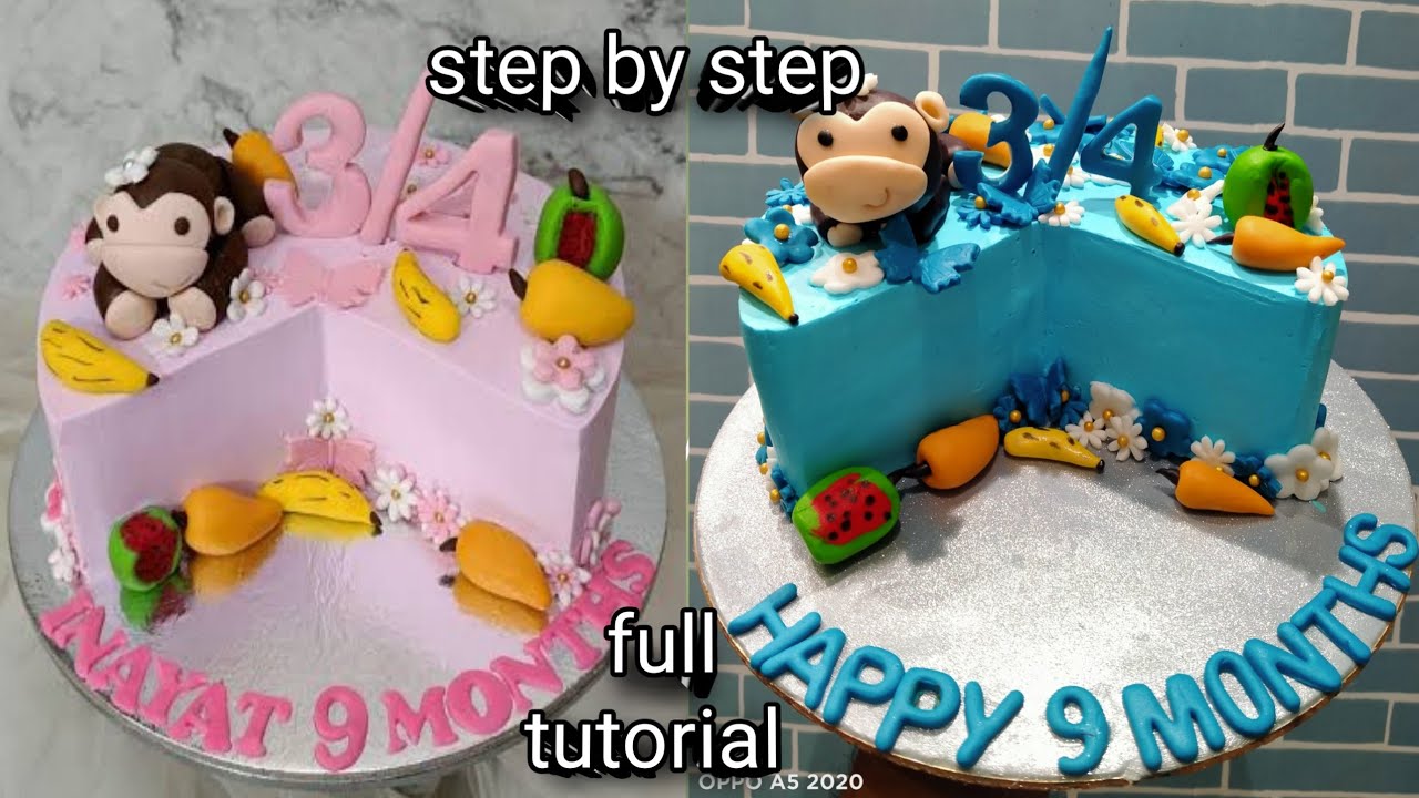Blue cake | Happy 9 Months Cake | Half Birthday Cake For Baby Girl ...