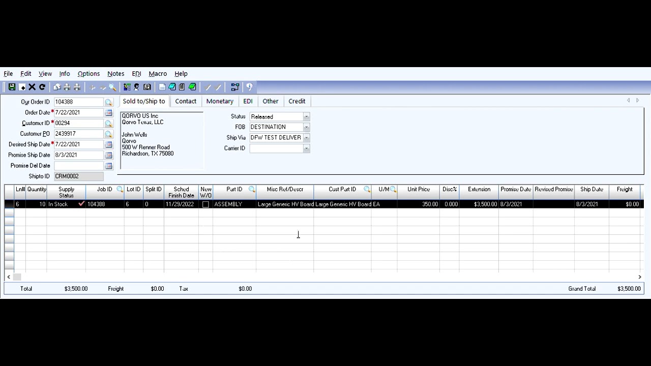 Customer Order Entry Infor ERP VISUAL Enterprise VMFG 2021 07 27 10 56 ...