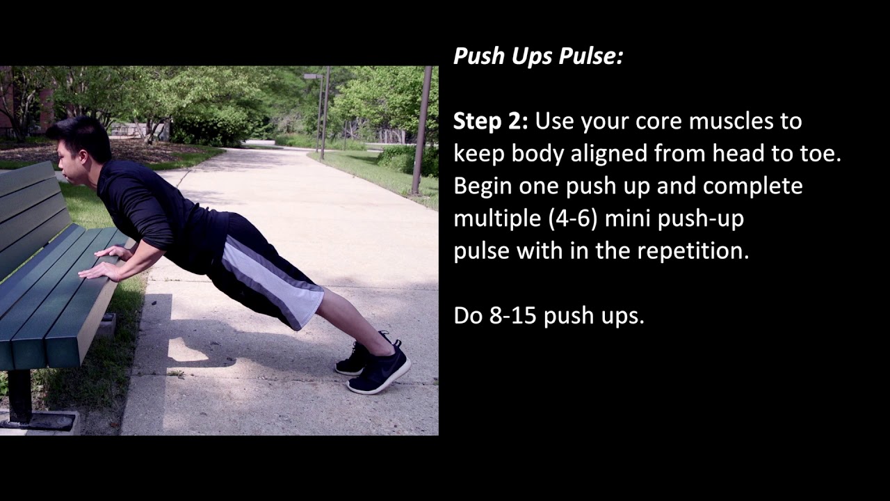 BENCH FIT PROGRAM: PULSE PUSH UPS : OCC FITNESS CENTER - YouTube