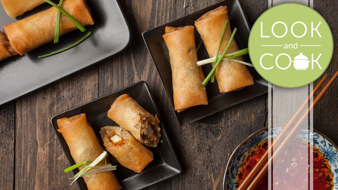 Chinese Vegetable Spring Roll Recipe - Look and Cook step by step ...