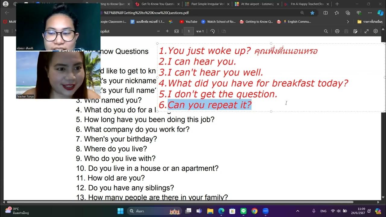 Demo English Conversation Class with N Krita by T Tunya - YouTube