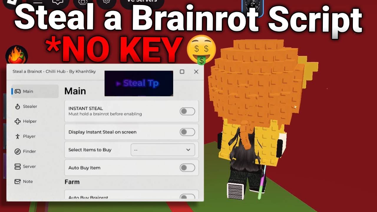 Steal a Brainrot NO KEY Script - Auto Steal, Anti Trap, Anti Ragdoll, Noclip, Speed Boost ...