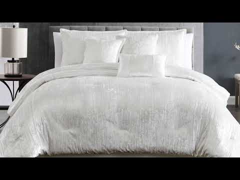 Crinkle Velvet White 7 Piece Comforter Set