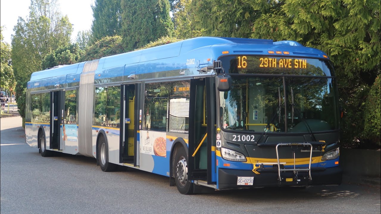TransLink 2021 New Flyer XDE60- 21002 on route 16 29th Avenue Station ...