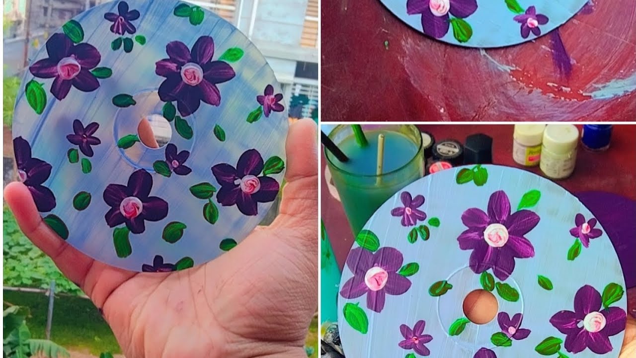 CD acrylic colour painting idea/home decorate crafting idea/#cds CD ...