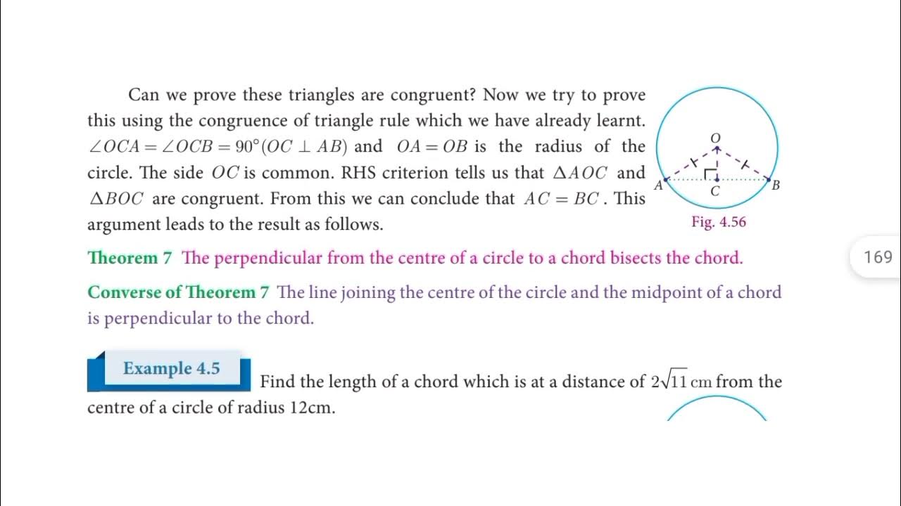 9 std chapter 4 Geometry properties of chords of a circle - YouTube