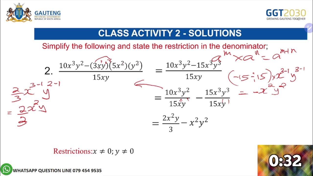 MATHEMATICS GRADE 8 : DIVISION OF MONOMIALS AND BINOMIALS - YouTube