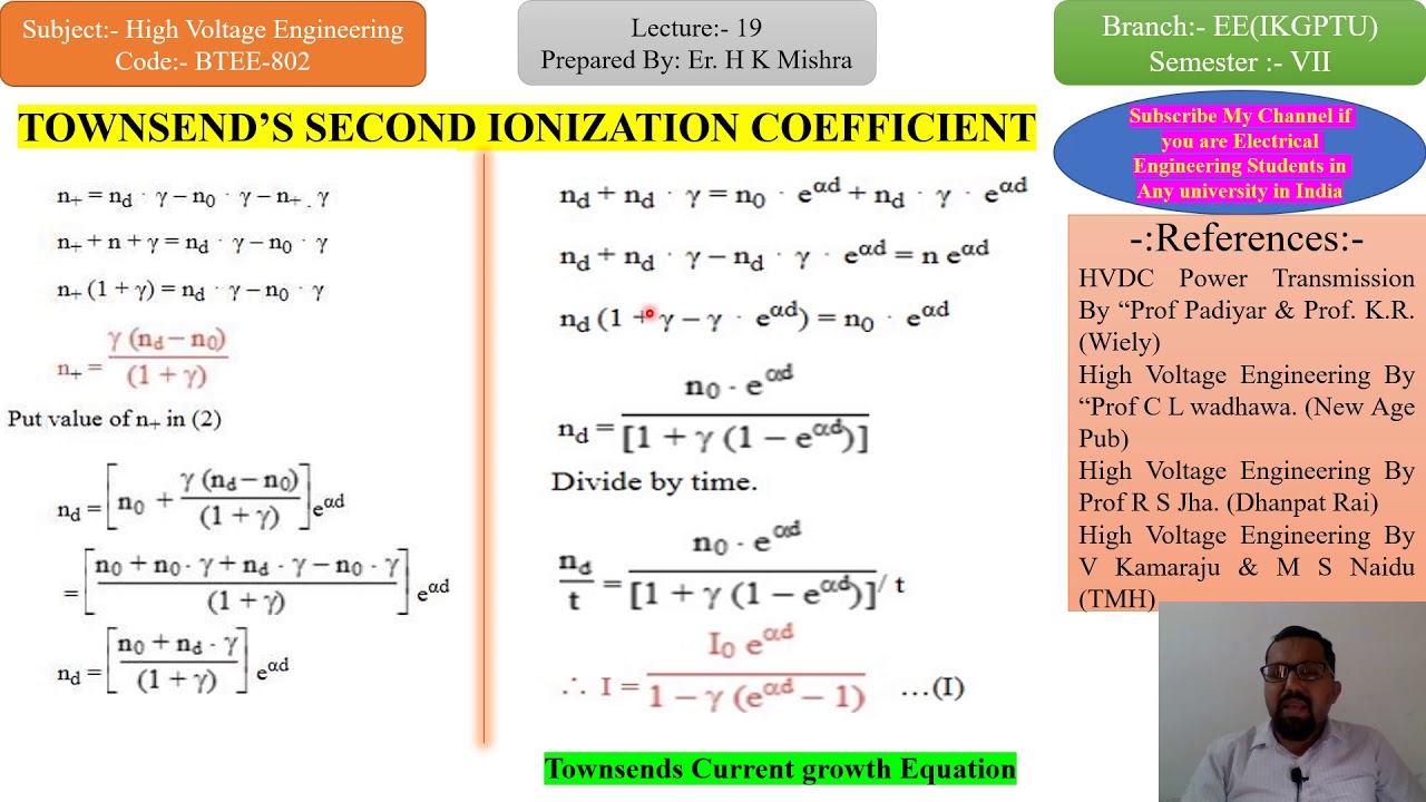 Townsend's Current Growth Equation due to secondary ionization ...
