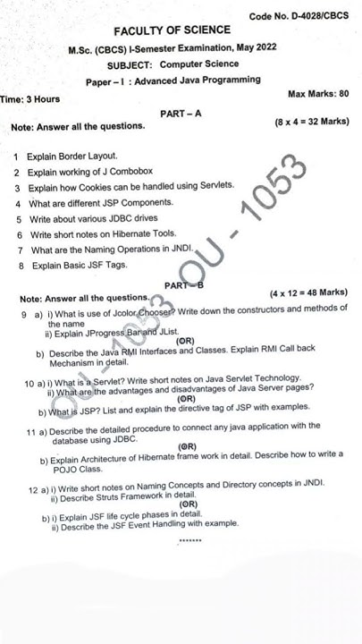 OU M.Sc Computer Science semester-I Paper - I Advanced Java programming ...