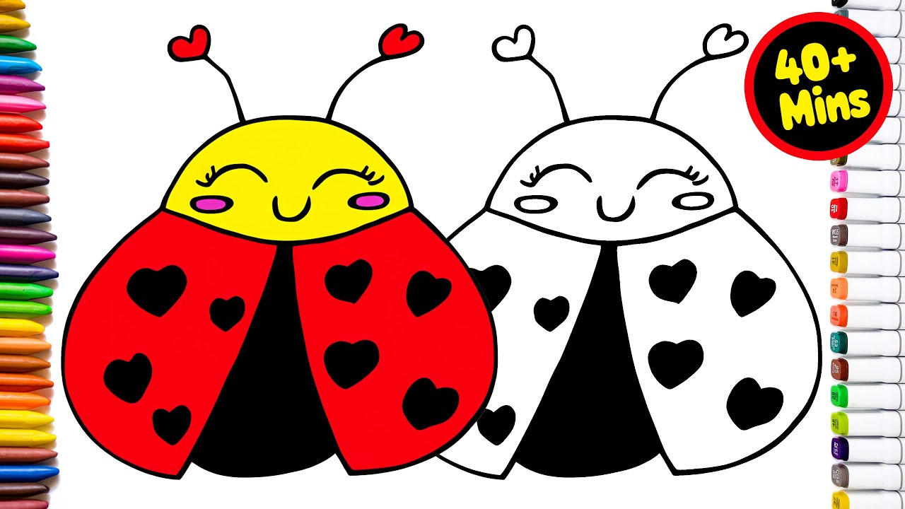 How to Draw cute LADYBUG🐞🐞| Step by Step | Easy drawing for kids🌈 🌈 ...