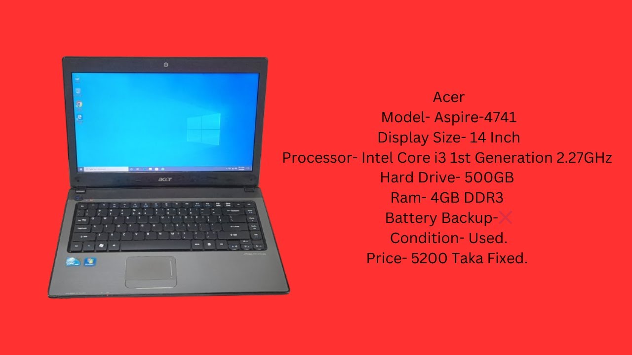 Acer Core i3 1st Gen-Used laptop-500GB HDD-4GB Ram - YouTube