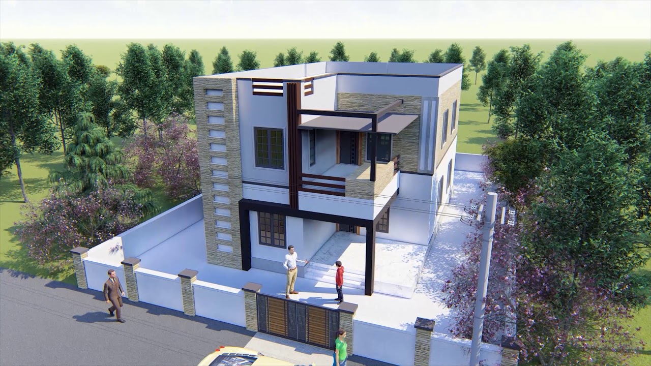 Exterior building 3D design walkthrough - YouTube