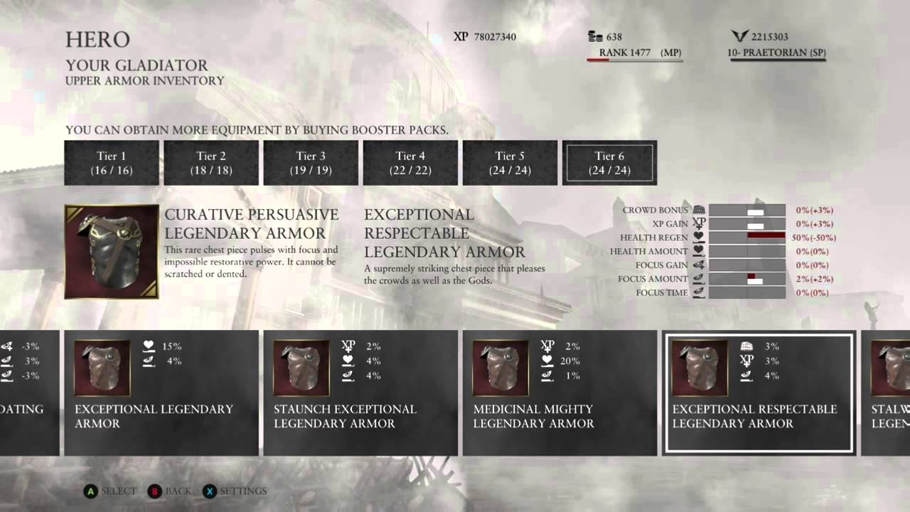 Ryse Son of Rome, Upper, Armor, Cuirass, ALL Tier 6, Multiplayer, Arena ...