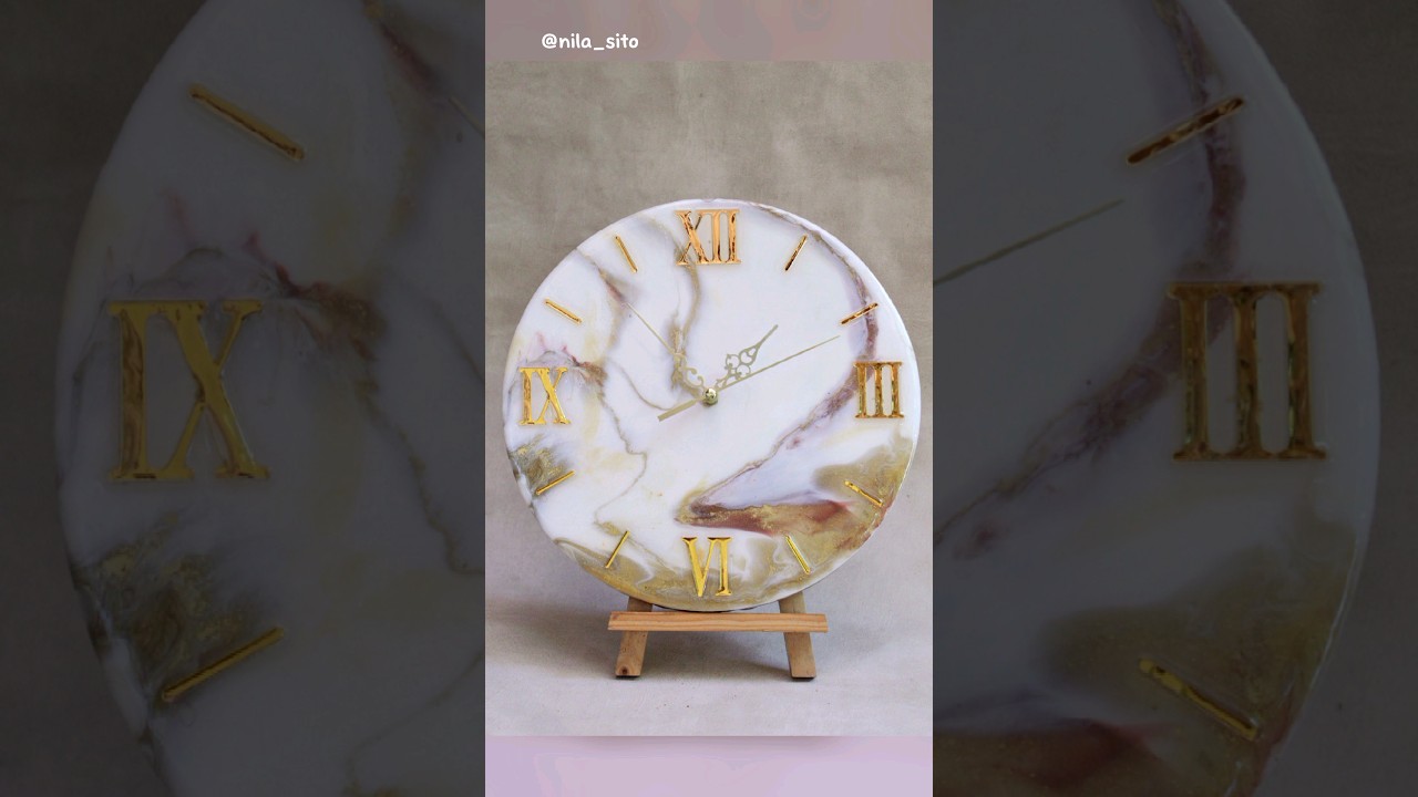 Jam dinding resin custom warna putih dan emas! #resinclock #jamresin # ...