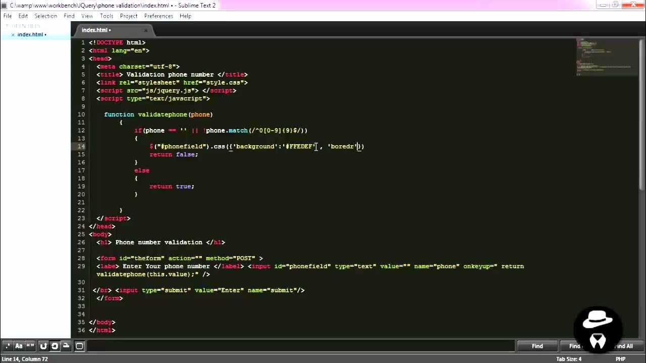 phone number validation using JQuery - YouTube