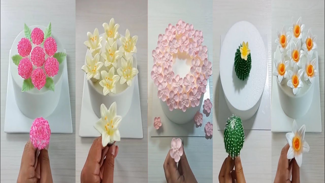 Whipped Cream Flowers | Rich Cream Flowers Top 10 Making| How To Make ...