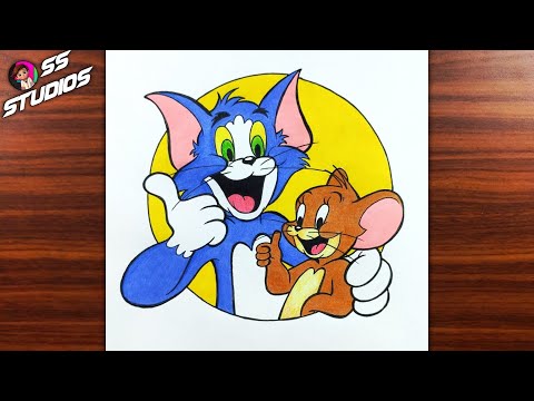 How to draw tom and jerry easy step by step with color pencil