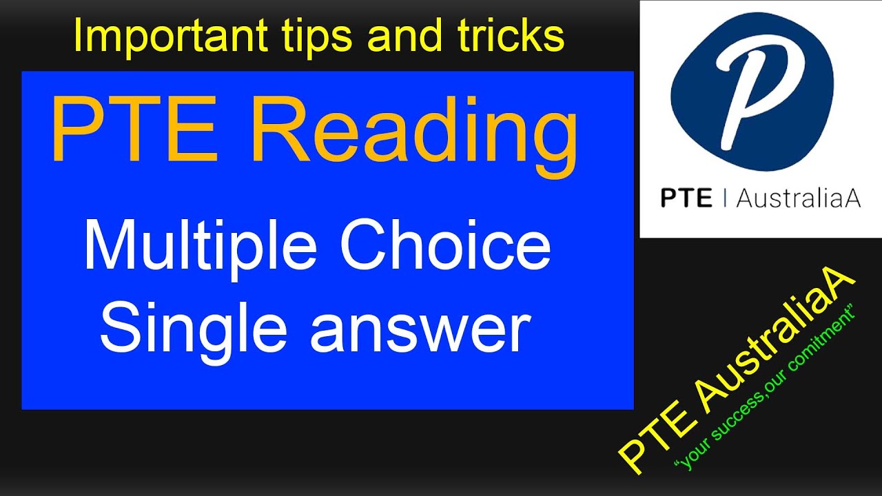 PTE Reading, Multiple Choice Single answer | PTE AustraliaA - YouTube