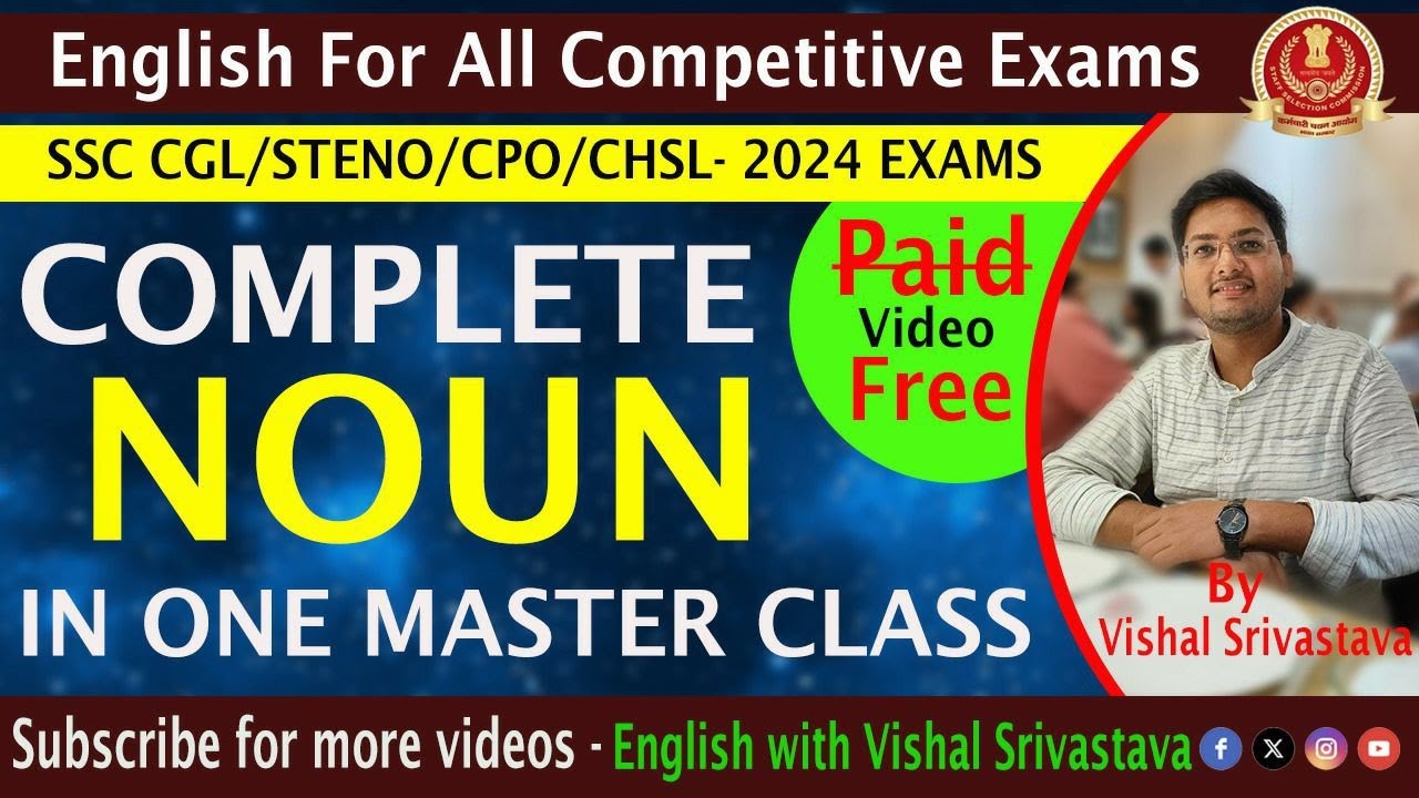 Noun | Full concept | Master Class| Examples | English Grammar for SSC ...