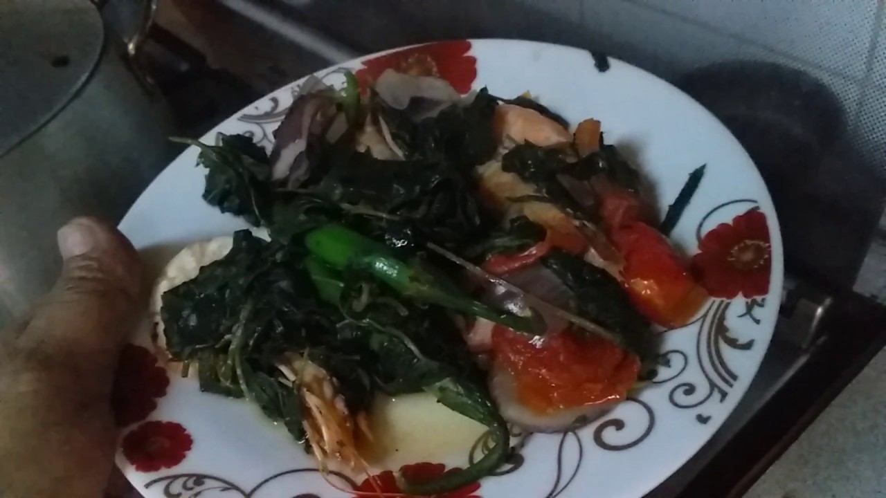 How to cook steam saluyot (jute) with shrimps - YouTube