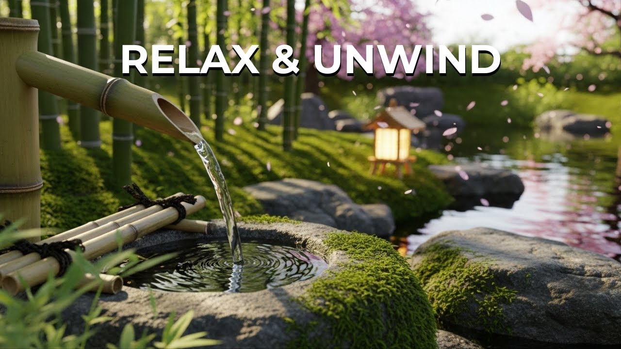 “Relaxing Bamboo Water Flow 🌿 | Japanese Zen Garden Ambience for Deep ...