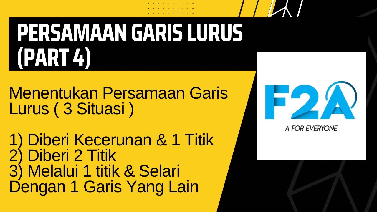 Persamaan Garis Lurus (Part 4) - Menentukan Persamaan Garis Lurus - YouTube