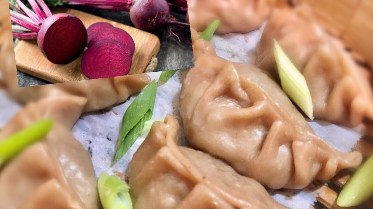 Beet Dumpling w/veggie and beef filling - YouTube