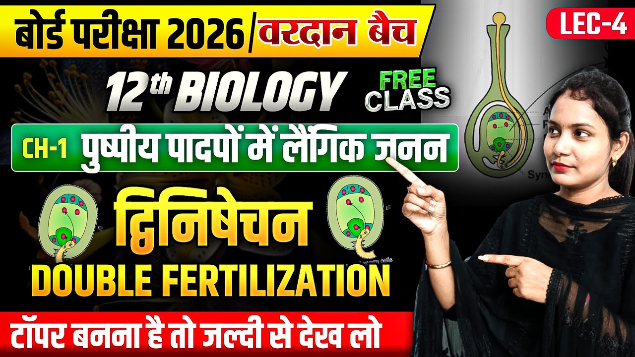 Class 12 Biology | Double Fertilization (द्विनिषेचन) | द्विनिषेचन Full ...
