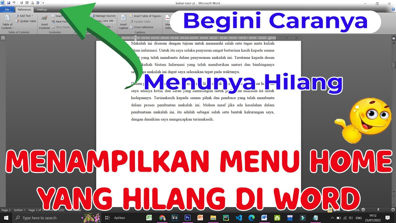 Cara Menampilkan Menu Home di Microsoft Word - YouTube