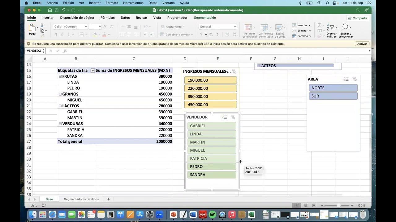 Segmentadores de datos en Excel - YouTube