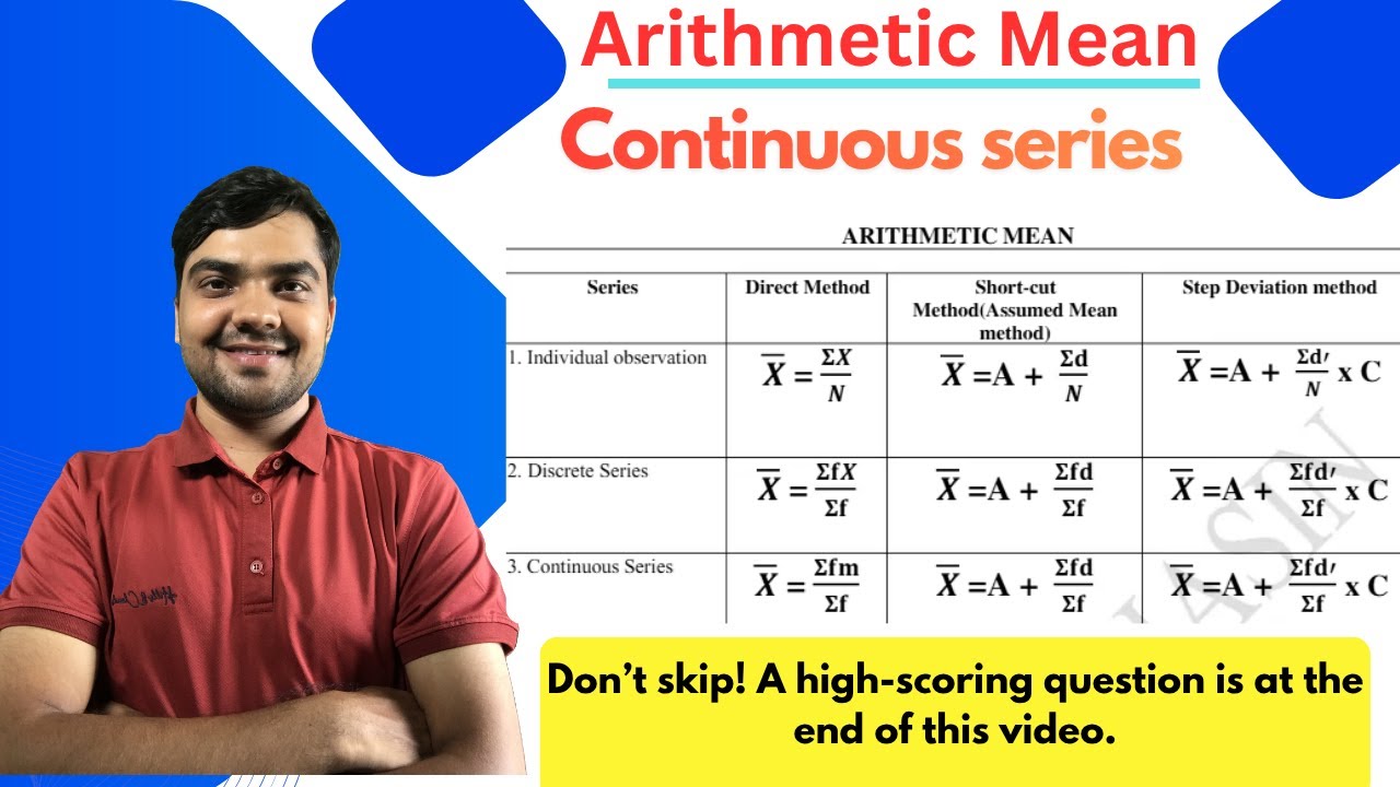 Continuous Series Mean - Direct Method, Shortcut Method & Change of ...