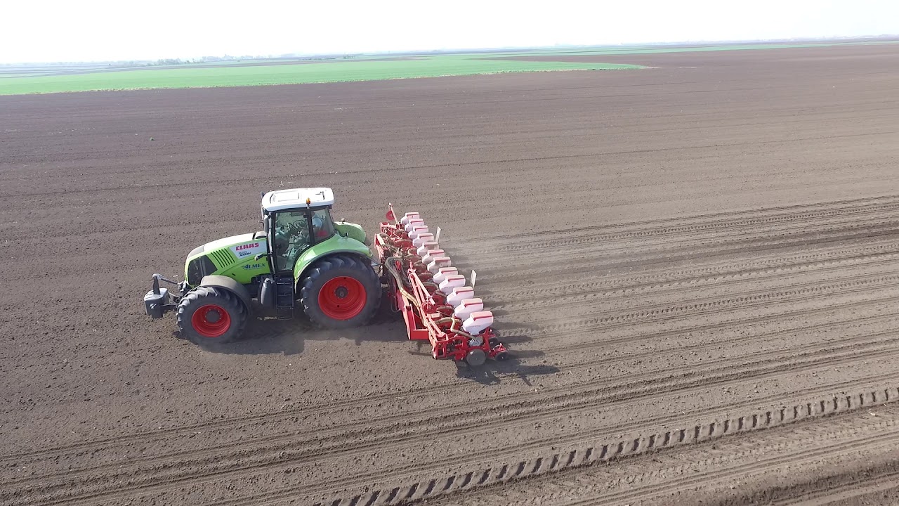 Arag Delta 80 RTK auto steer | Claas Axion 820 + Gaspardo 12 row - YouTube