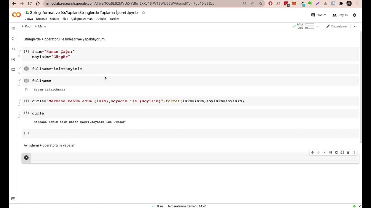 Python String (Metin) Birleştirme Format Metodu ve %s Yapısı - YouTube