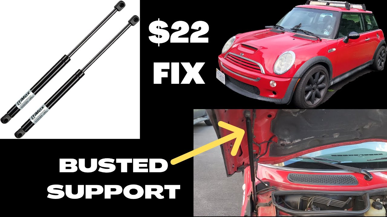 How To Fix Your Mini Cooper S Hood (How To Install Hood Struts) - YouTube