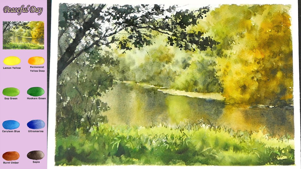 Without Sketch Landscape Watercolor - Peaceful Day (color name view ...