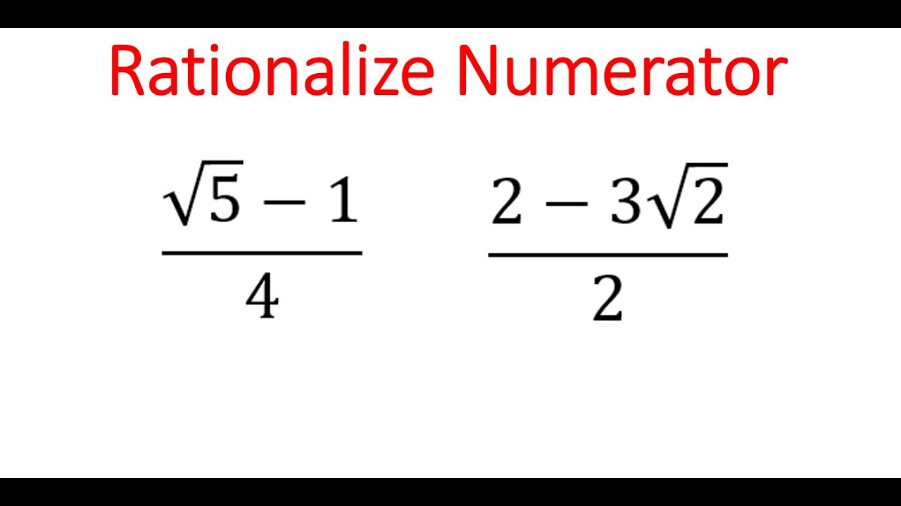 Rationalize Numerators In the Given Expressions - YouTube